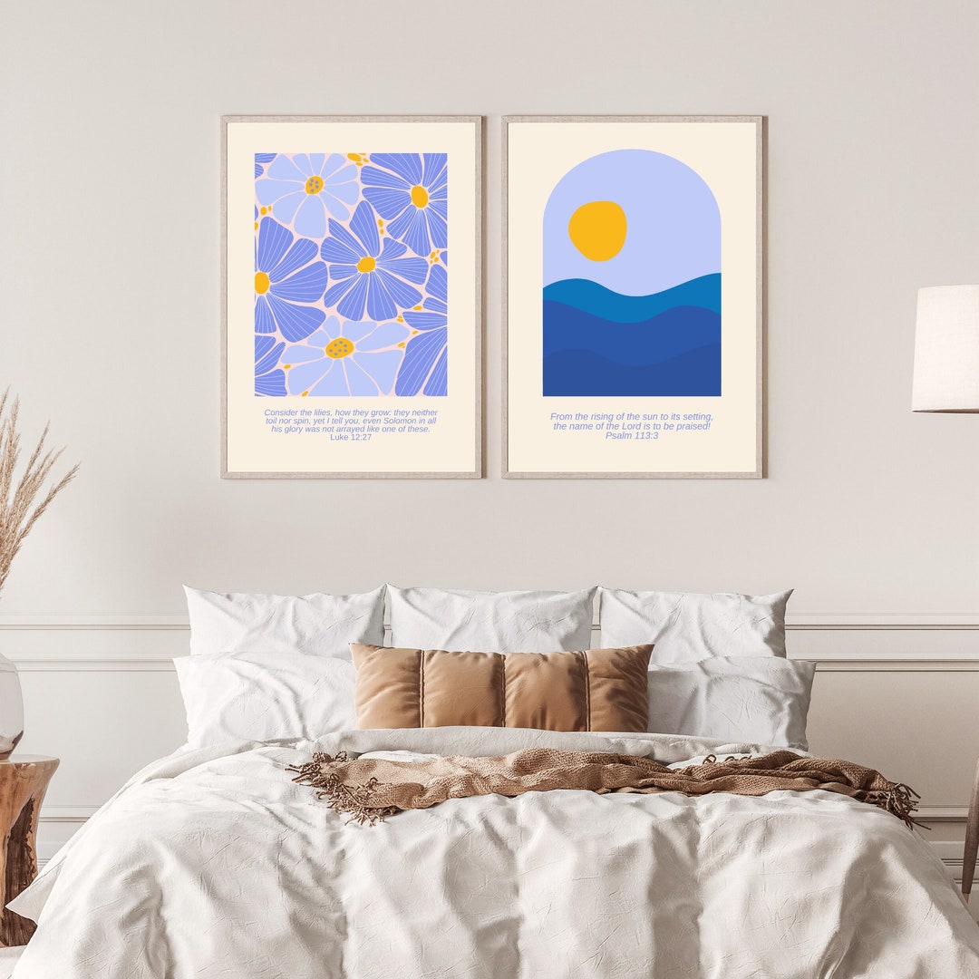 Lavender Bible Verse Sunset and Florals Printable Wall Art - Etsy