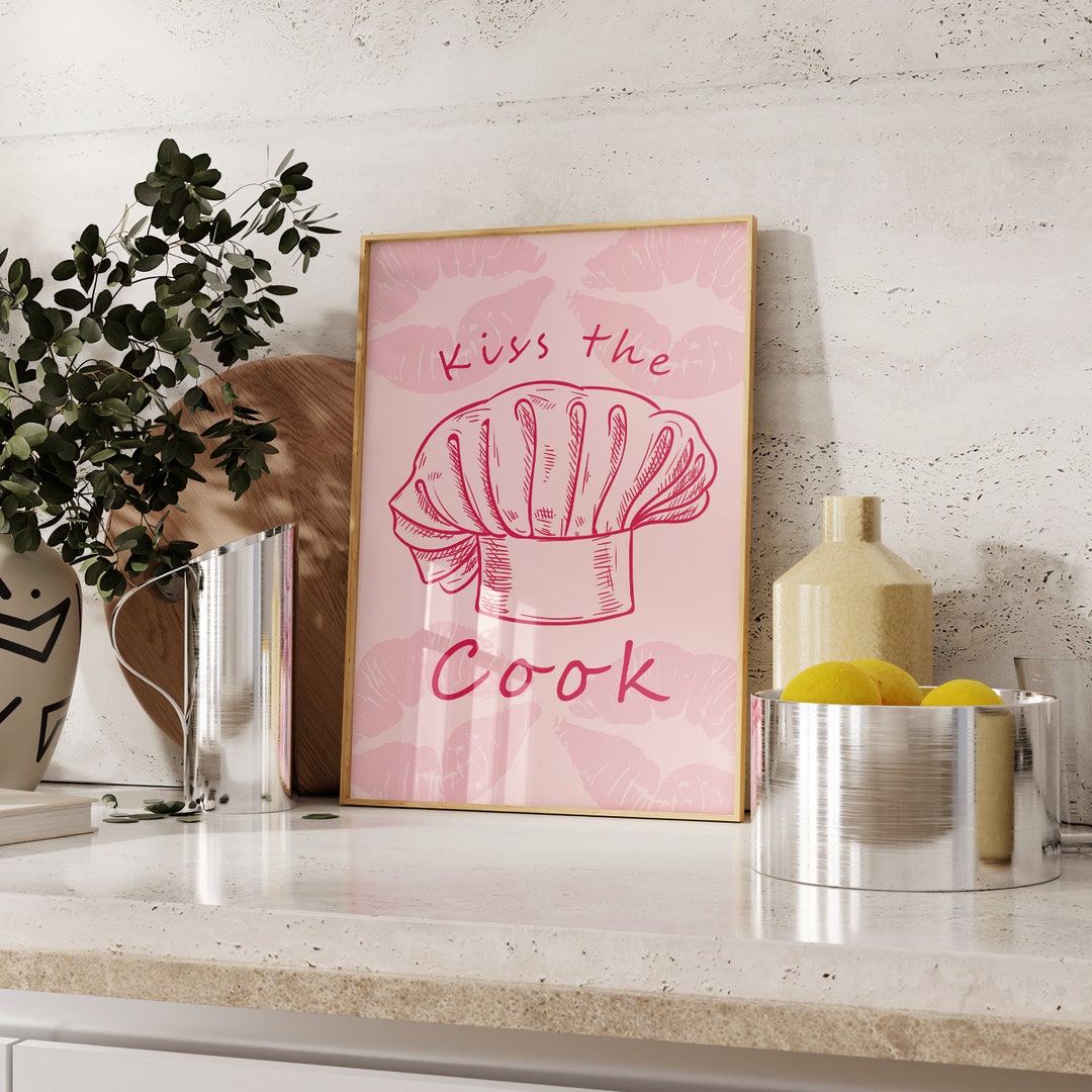 Kiss the Cook Kitchen Print, Digital Kitchen Print, Aesthetic Kitchen ...