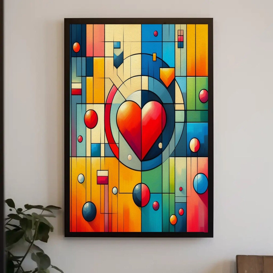 Minimalist Expressionist Geometric Heart Digital Wall Art - Etsy