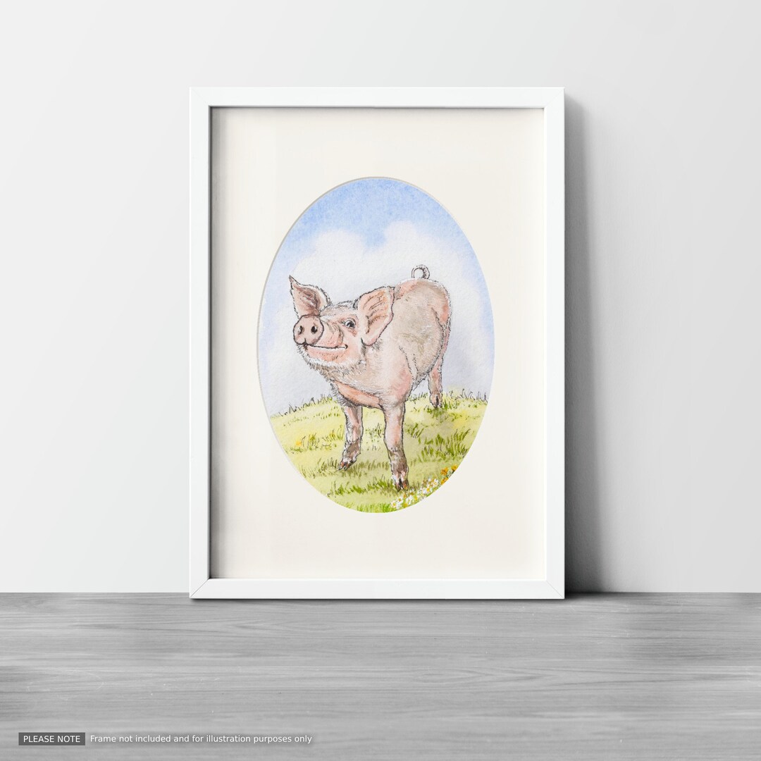 Pigs percy' Animal Print From Original Pen and Watercolour Painting ...