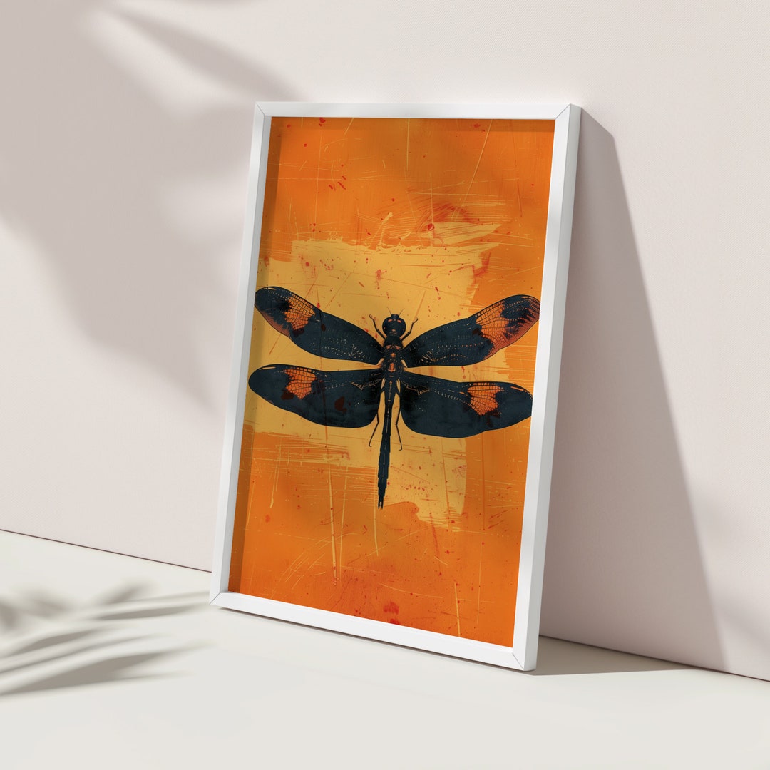 Dragonfly | Retro Minimalist Wall Art | Trendy Colorful Vintage Insect ...