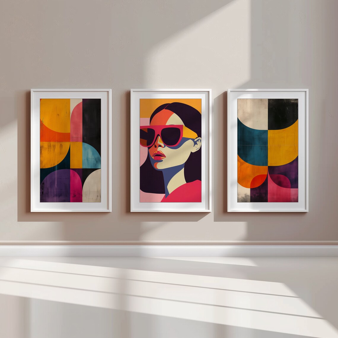 Stylish Mood | Retro Funky Wall Art Set of 3 | Vibrant Colors Pop Art ...