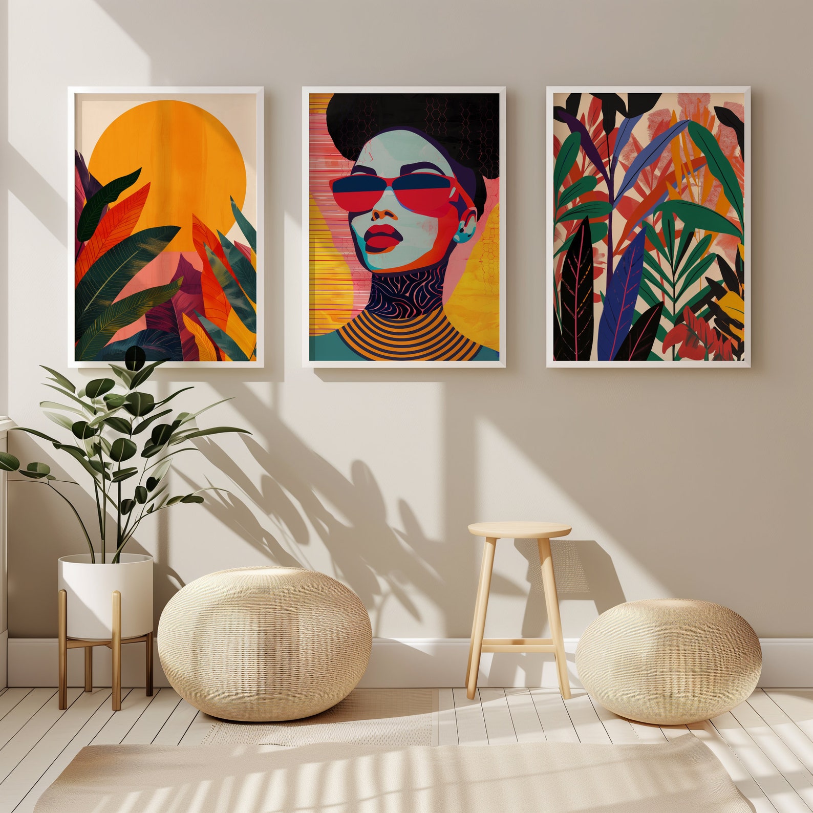 Funky Mood | Retro Funky Wall Art Set of 3 | Vibrant Colors Pop Art ...