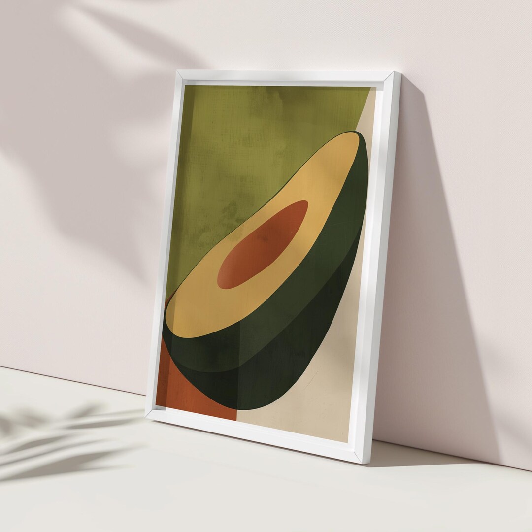 Avocado | Retro Minimalist Fruit Wall Art | Trendy Vivid Colors Art ...