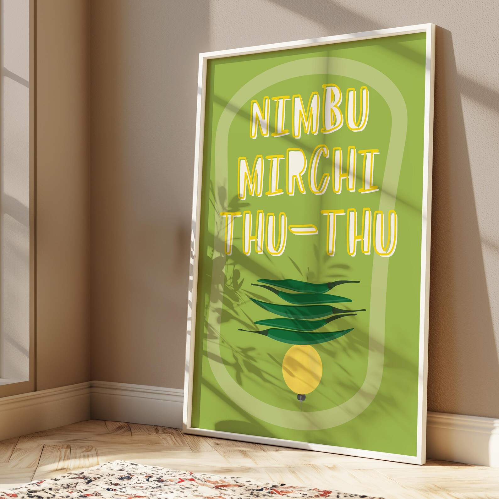 Nimbu Mirchi Vibrant Art Print, Desi Poster, Indian Wall Art Print ...