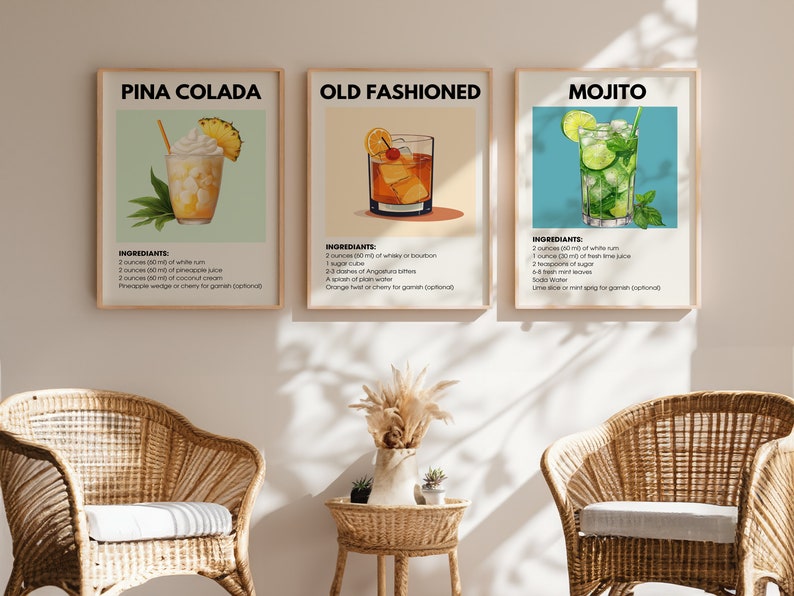 Mojito Cocktail Print, Mojito Poster, Mojito Decor, Mojito Print, Retro ...