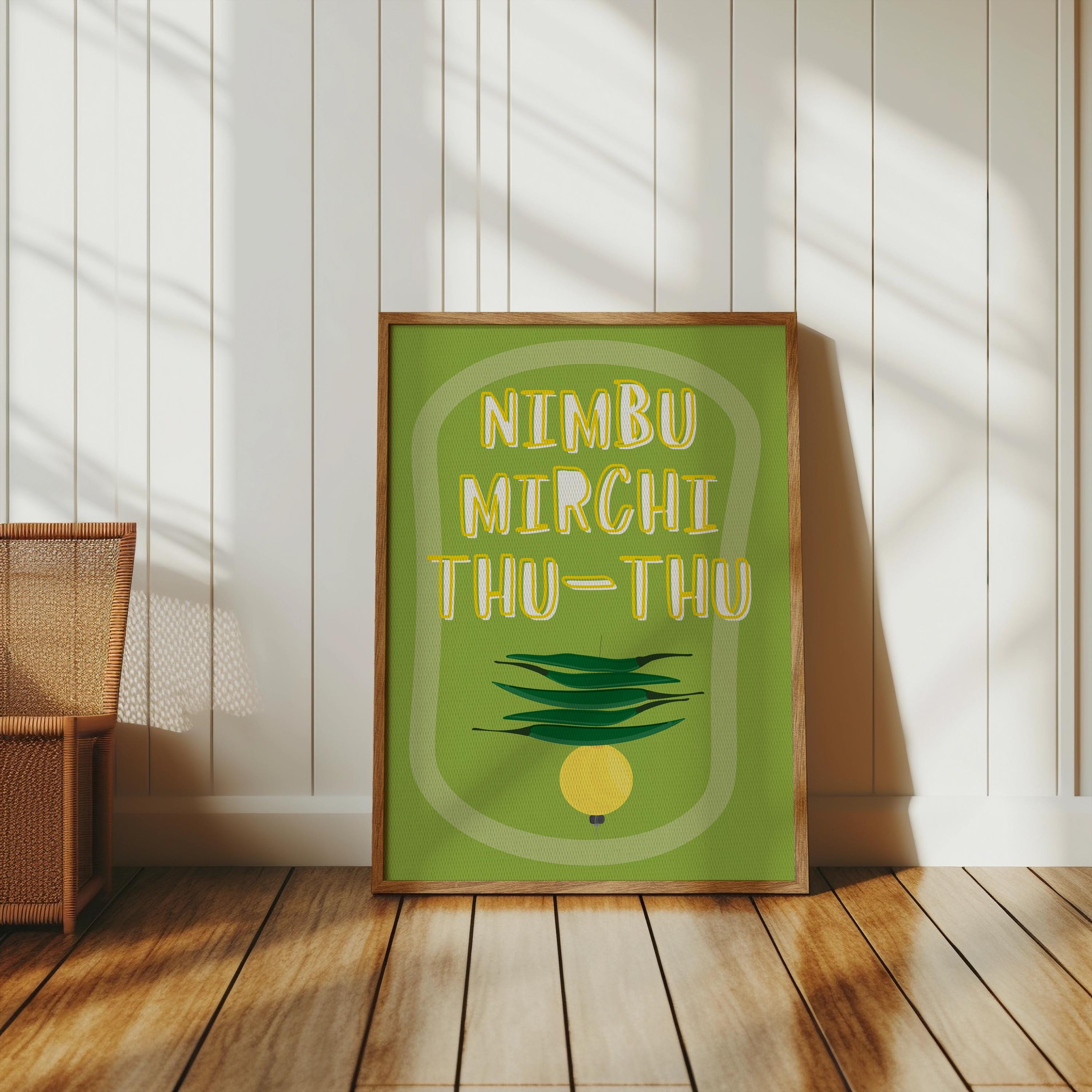 Nimbu Mirchi Vibrant Art Print, Desi Poster, Indian Wall Art Print ...