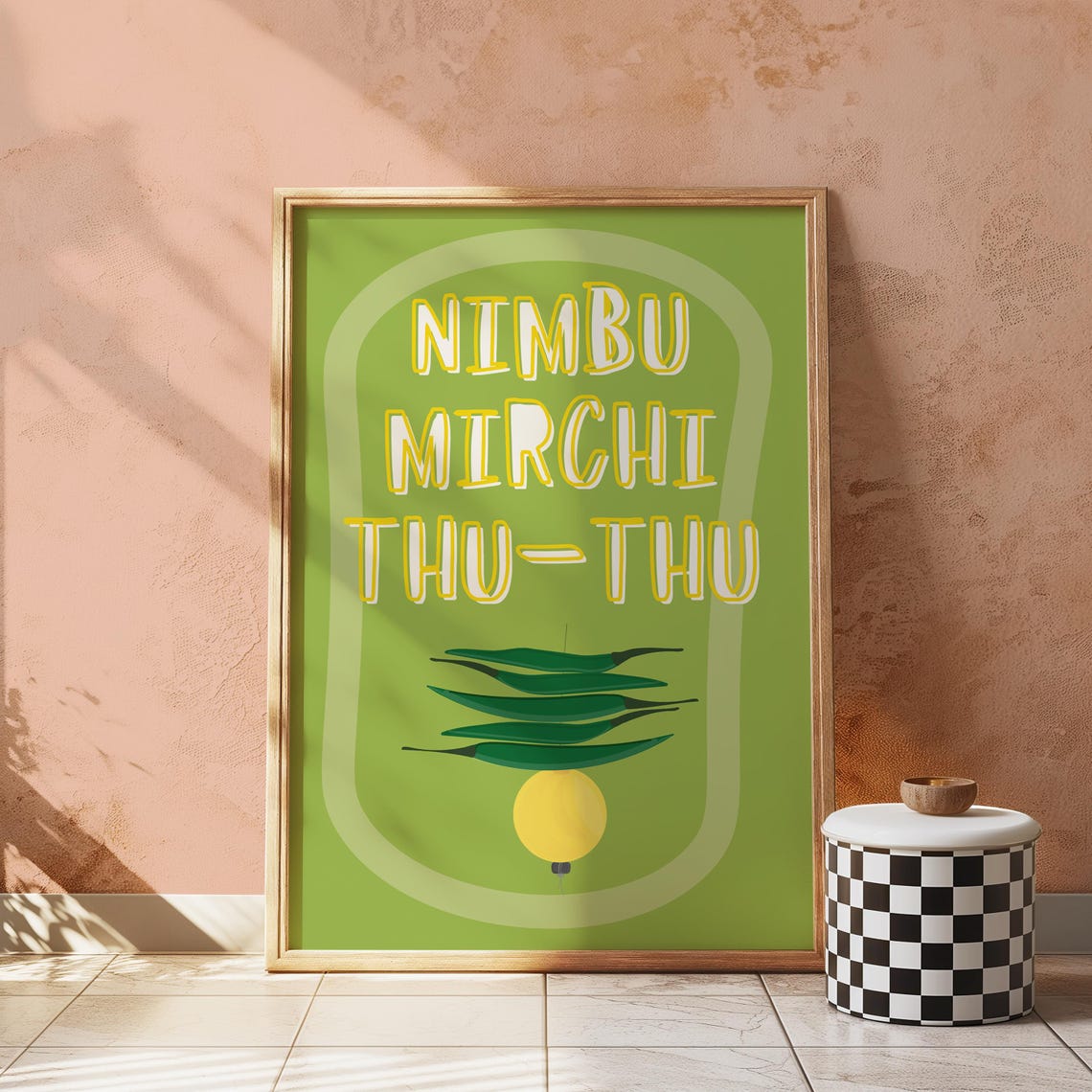 Nimbu Mirchi Vibrant Art Print, Desi Poster, Indian Wall Art Print ...
