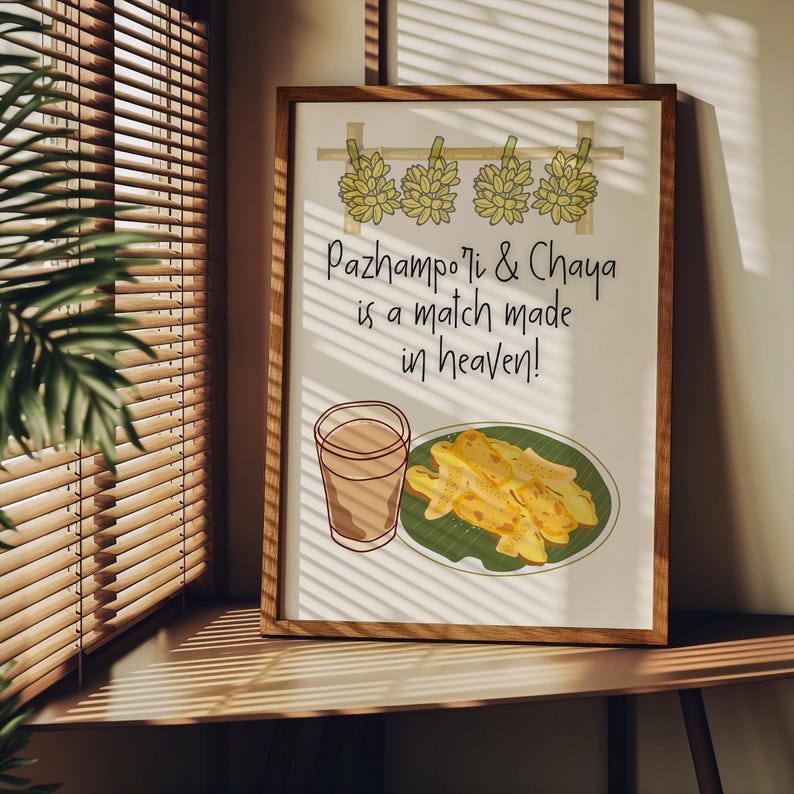 Kerala Food Art Print: Pazhampori & Chaya - South India Snack (digital ...