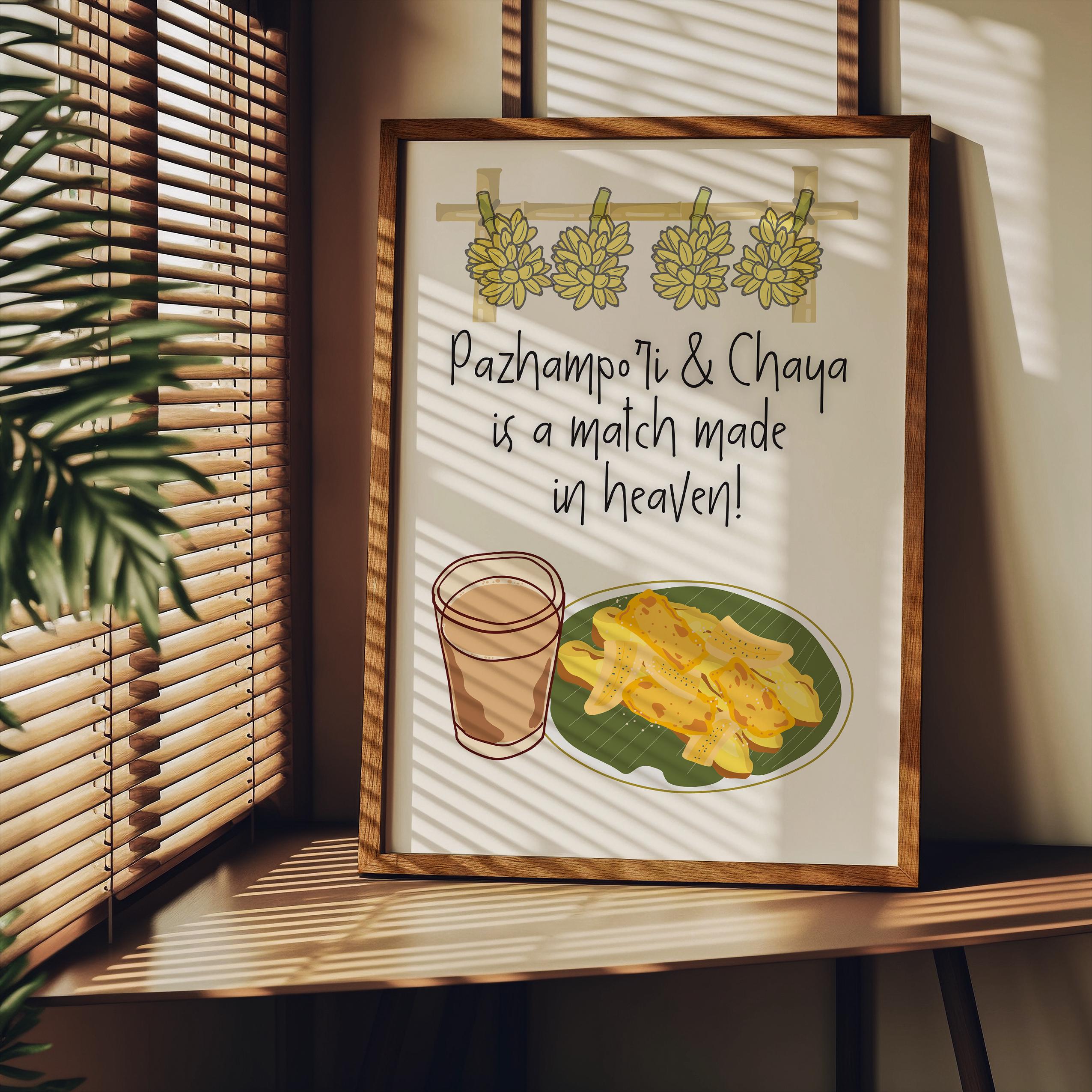 Kerala Food Art Print: Pazhampori & Chaya - South India Snack (digital ...