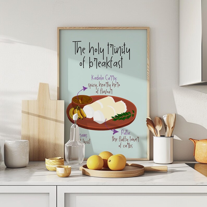 Kerala Breakfast Art Print: Puttu, Kadala Curry, Banana (digital ...