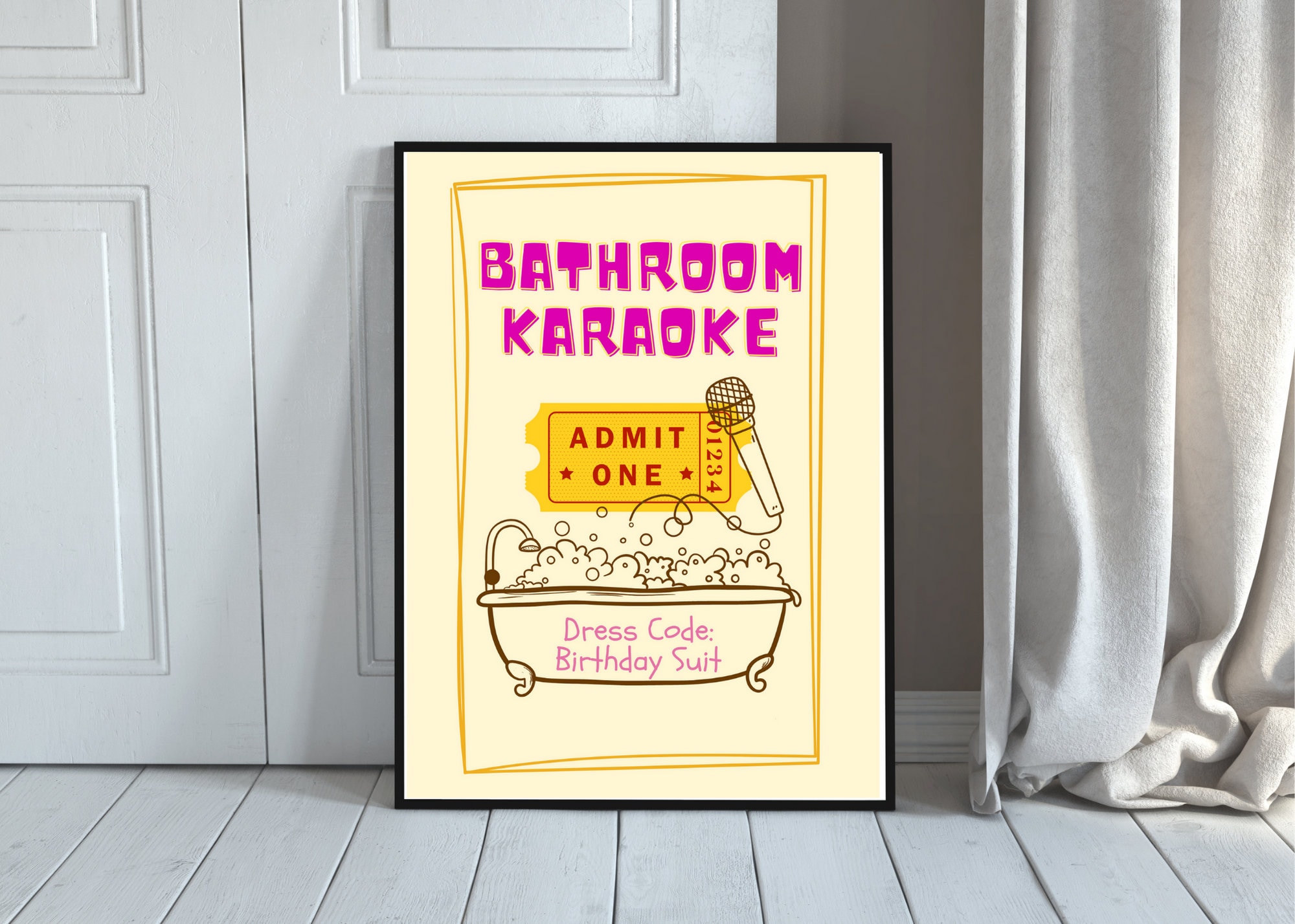 Bathroom Karaoke Admit One | Shower Karaoke: Encouraging Funny Bathroom ...