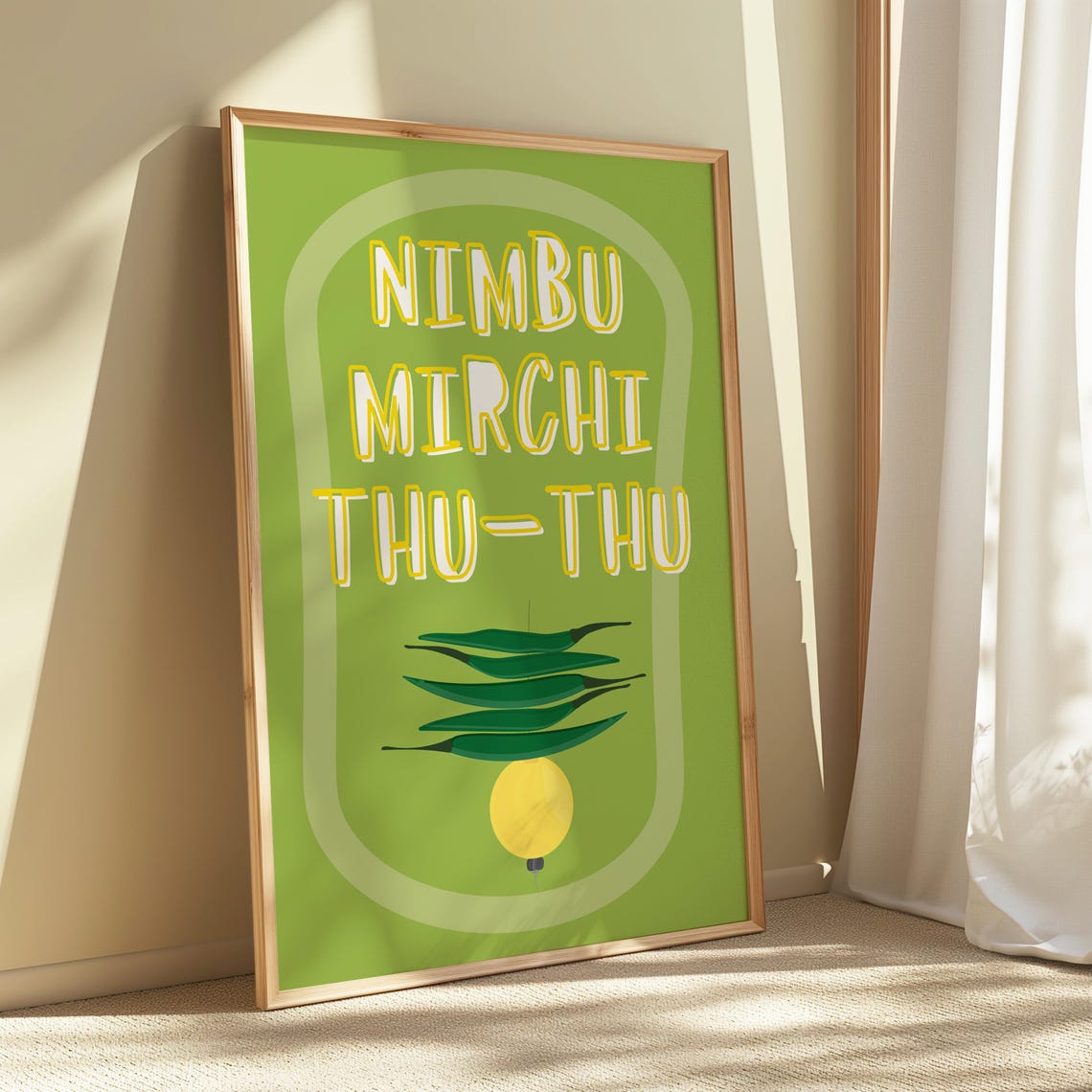 Nimbu Mirchi Vibrant Art Print, Desi Poster, Indian Wall Art Print ...