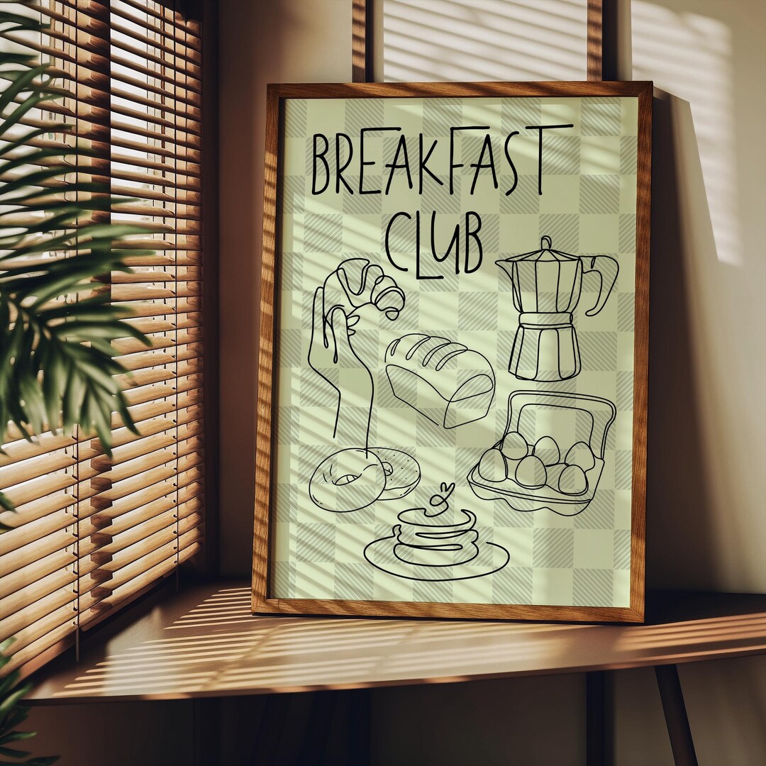 Breakfast Club Print | Digital Download | Cute Kitchen Decor | Trendy ...