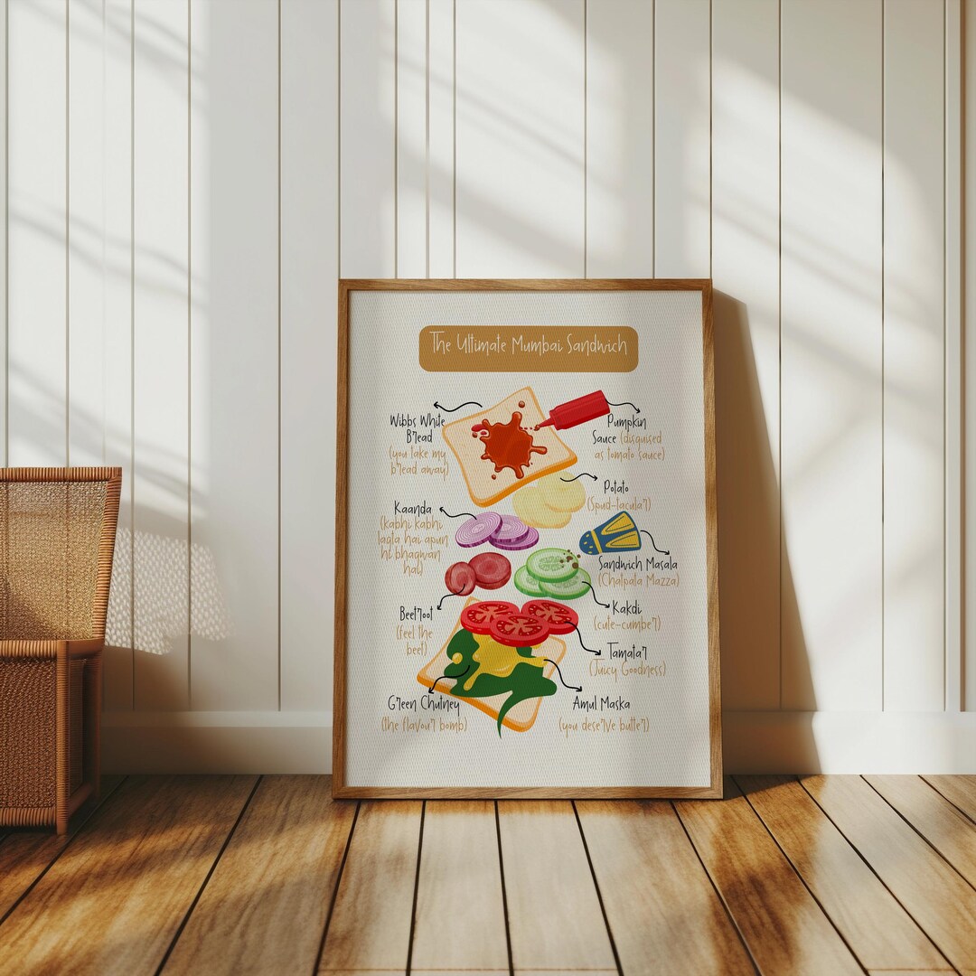 Mumbai Sandwich Anatomy Art Print: India Food Poster (digital Download ...