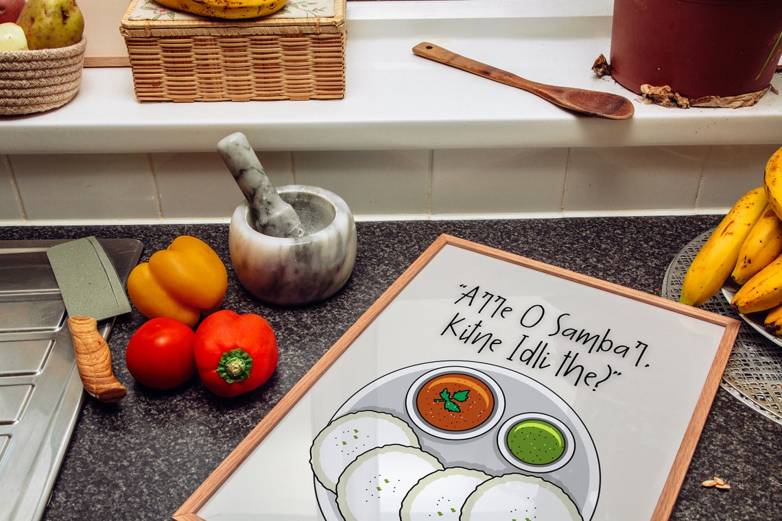 Idli Sambar Print India Poster Desi Art Kitchen Décor Food Art Eat Sign ...