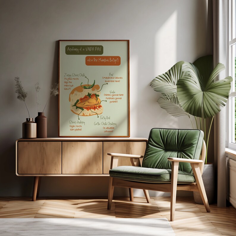 Vada Pav Anatomy Print: India Food Art, Kitchen Decor (digital Download ...