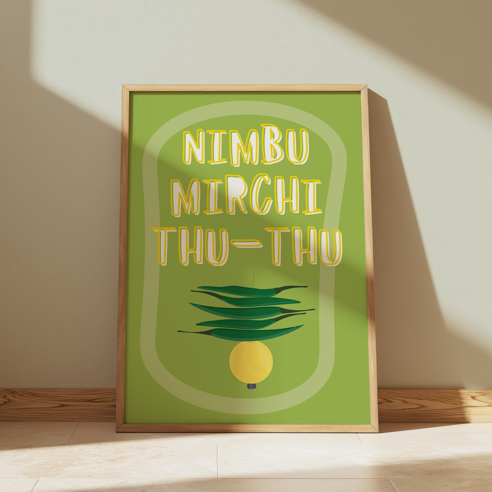 Nimbu Mirchi Vibrant Art Print, Desi Poster, Indian Wall Art Print ...