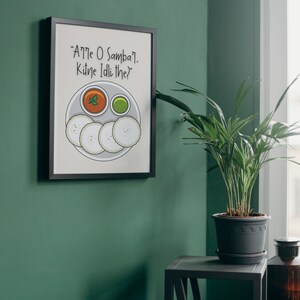 Idli Sambar Print | India Poster | Desi Art | Kitchen Décor | Food Art ...