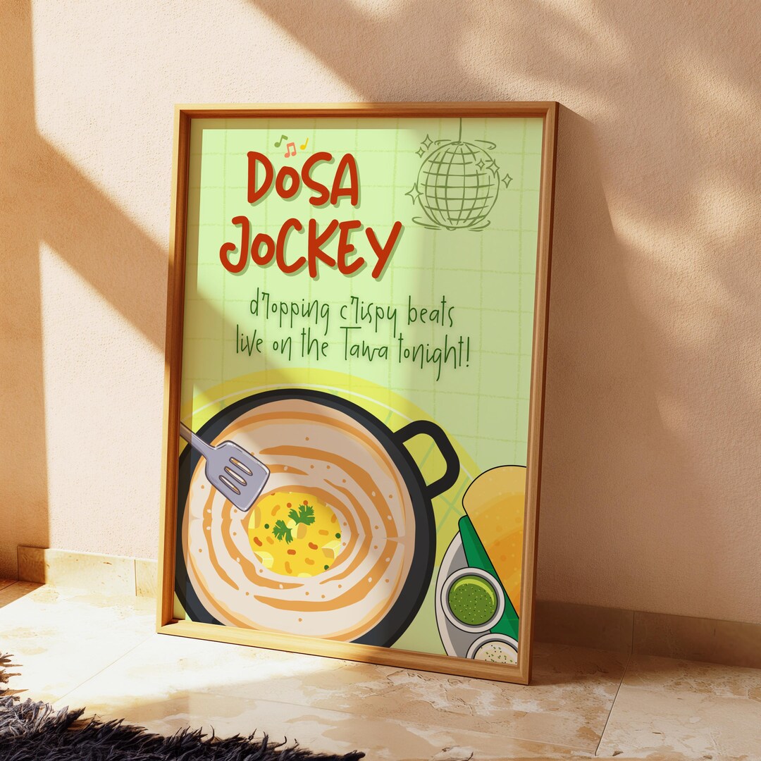 Dosa Print: Póster de comida del sur de la India, música y amor por la ...