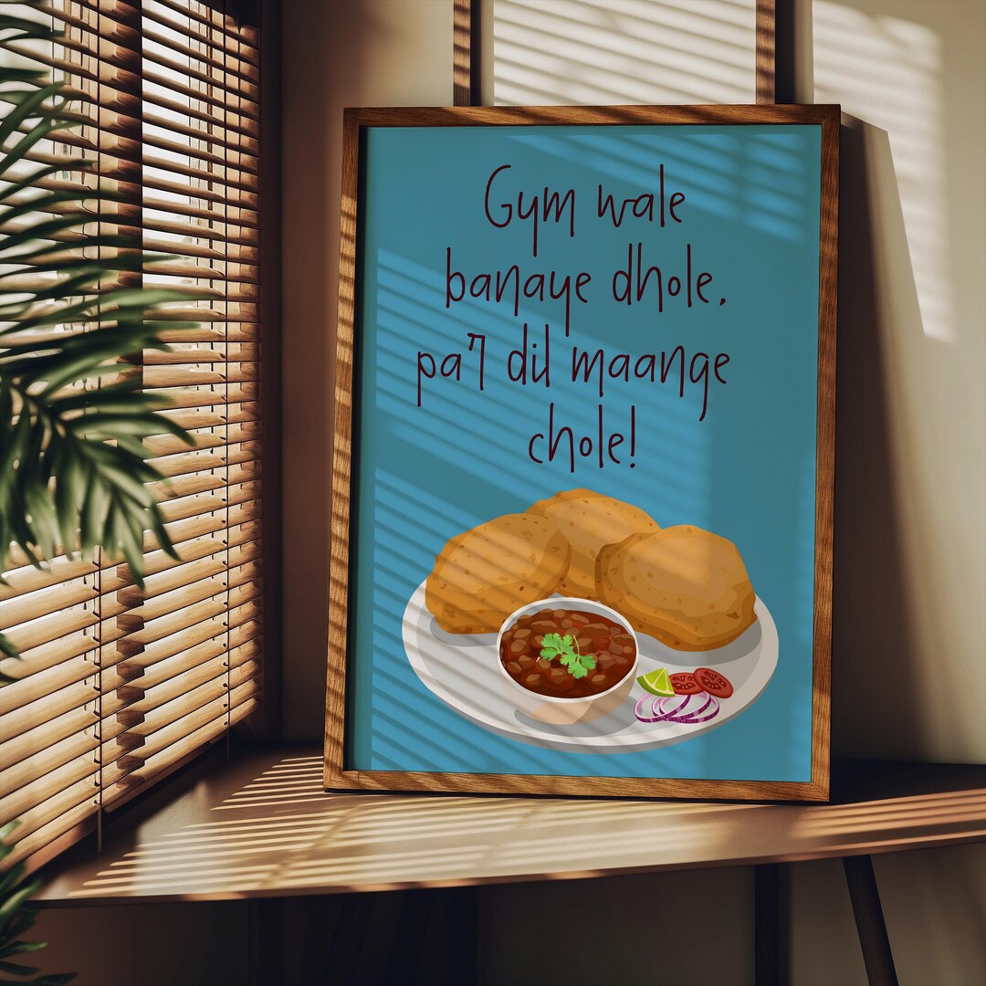 Chole Bhature Print | India Poster | Desi Art | Kitchen Decor | Food ...