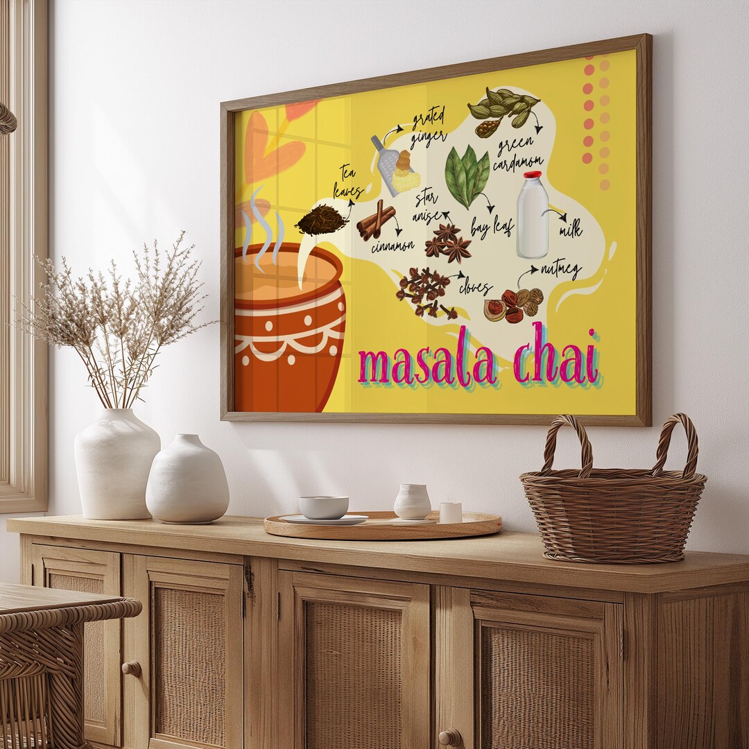 Masala Chai With Indian Spices, Add a Bit of Masala, Kitchen Wall Art ...