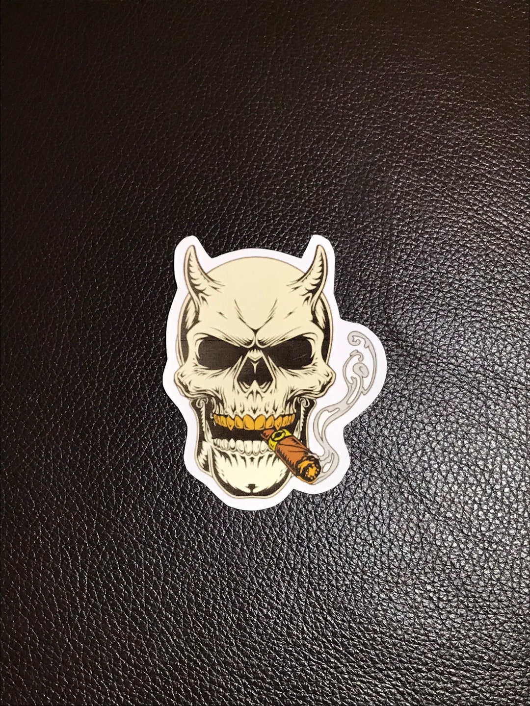 Skull Sticker, Cool, Skull, Chill, Horns, Cigar - Etsy