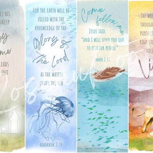 12 Printable Bible Bookmarks Set 2 Watercolor Design Printable ...