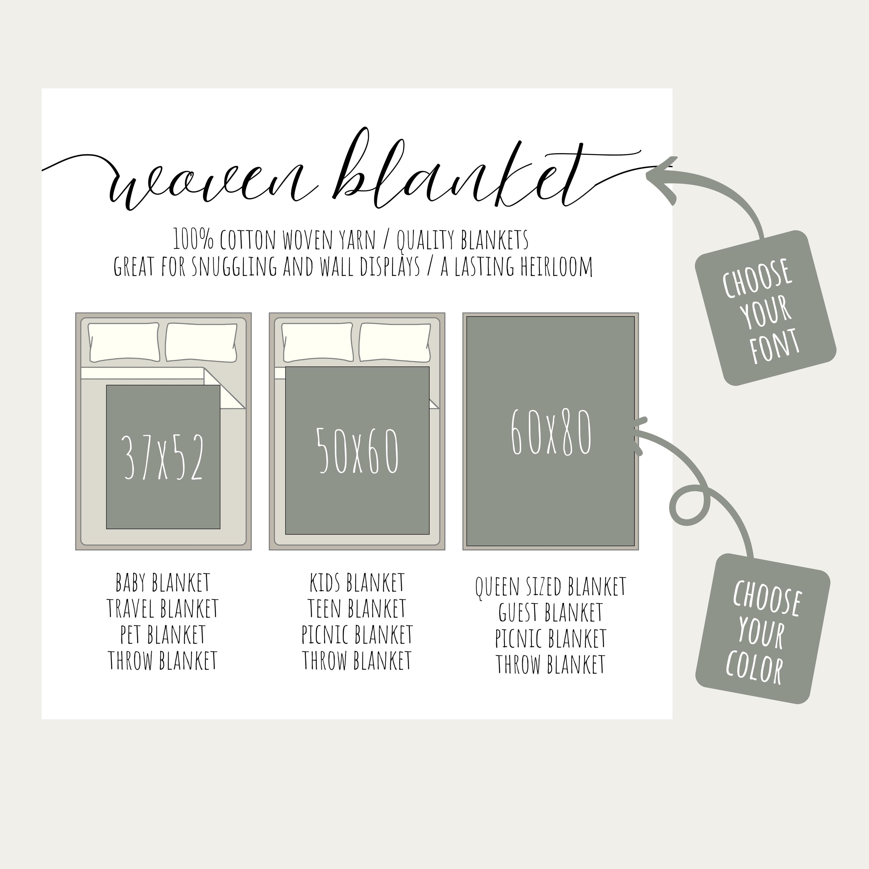 Woven Blanket Size Guide Instant Download Woven Blanket Size Chart ...
