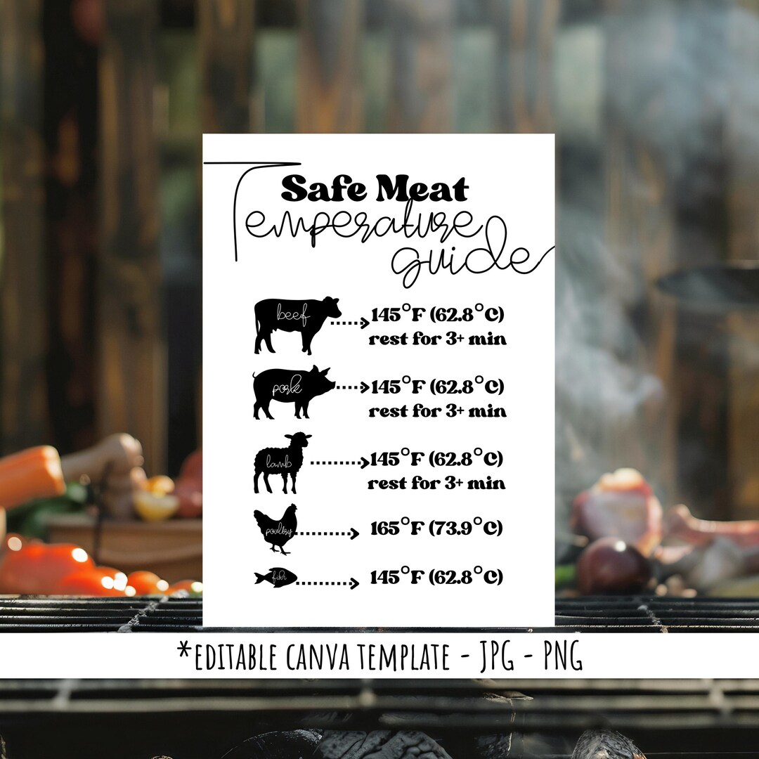 Safe Temperature Meat Guide for Safe Meat Temperature Instant Download ...