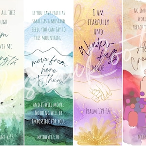 12 Printable Bible Bookmarks Set 1 Watercolor Design Printable ...