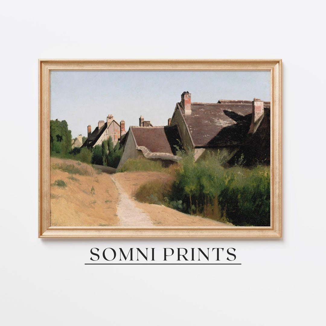 Rustic Village Path Art Print Tranquil Countryside Vintage Landscape ...