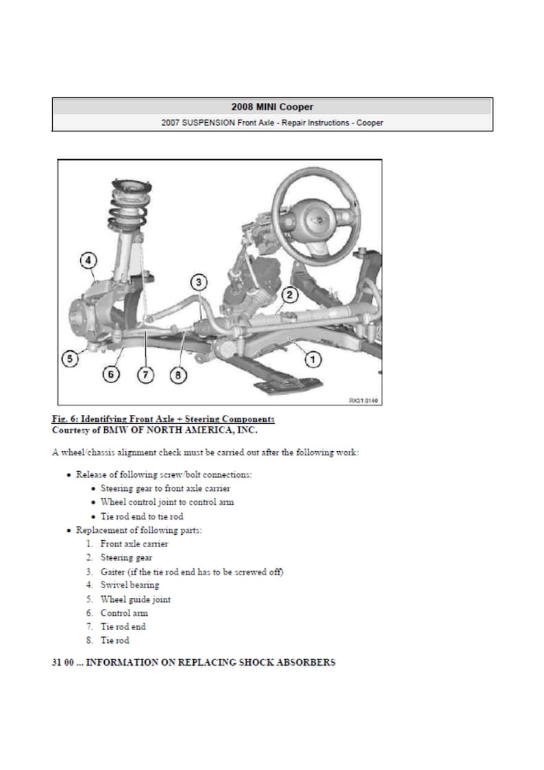 Mini Cooper S R56 / R57 Model Years 2006 to 2013 Workshop Service ...