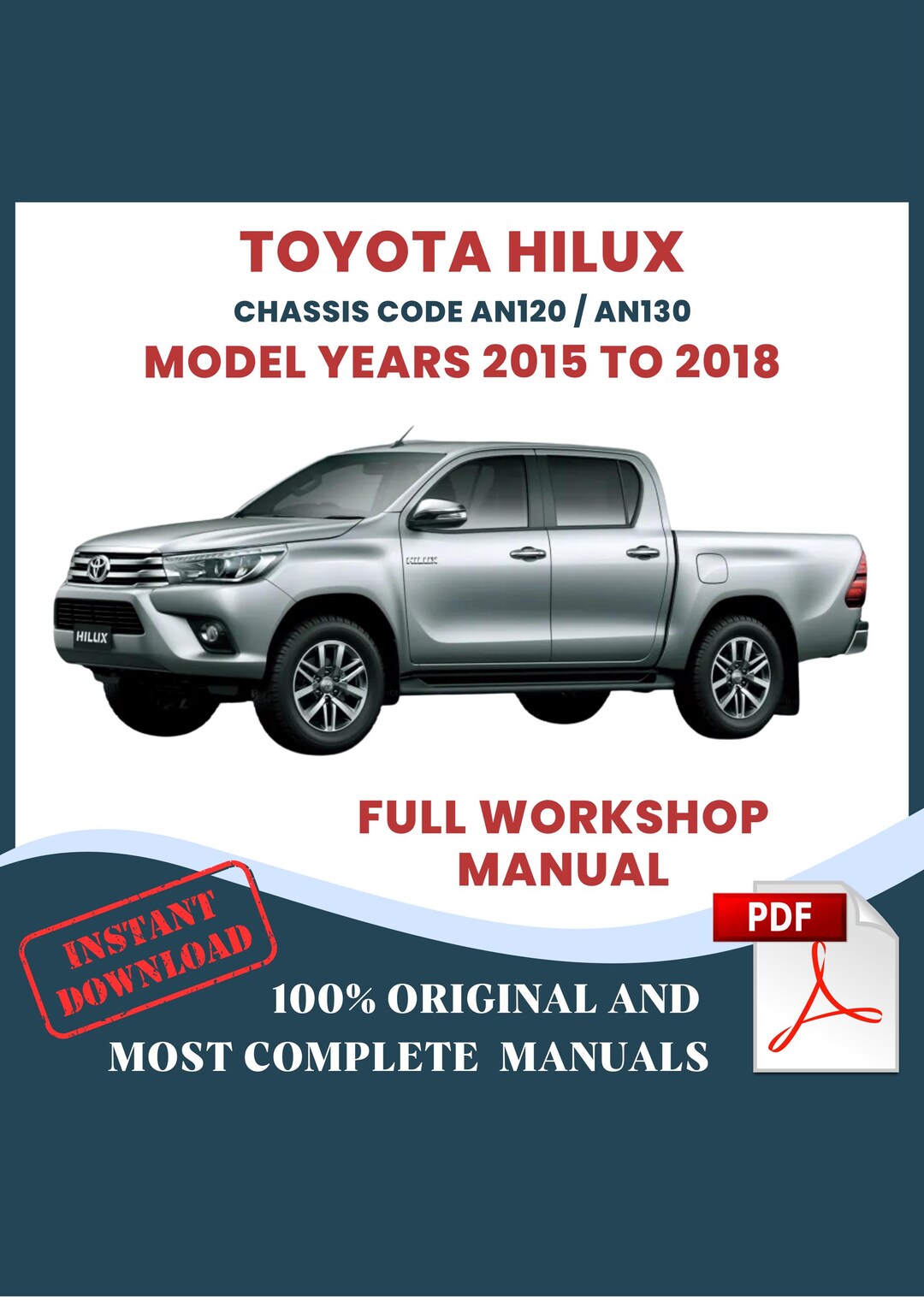 Toyota Hilux Chassis Code AN120 AN130 Model Years 2015 to 2018 Workshop ...