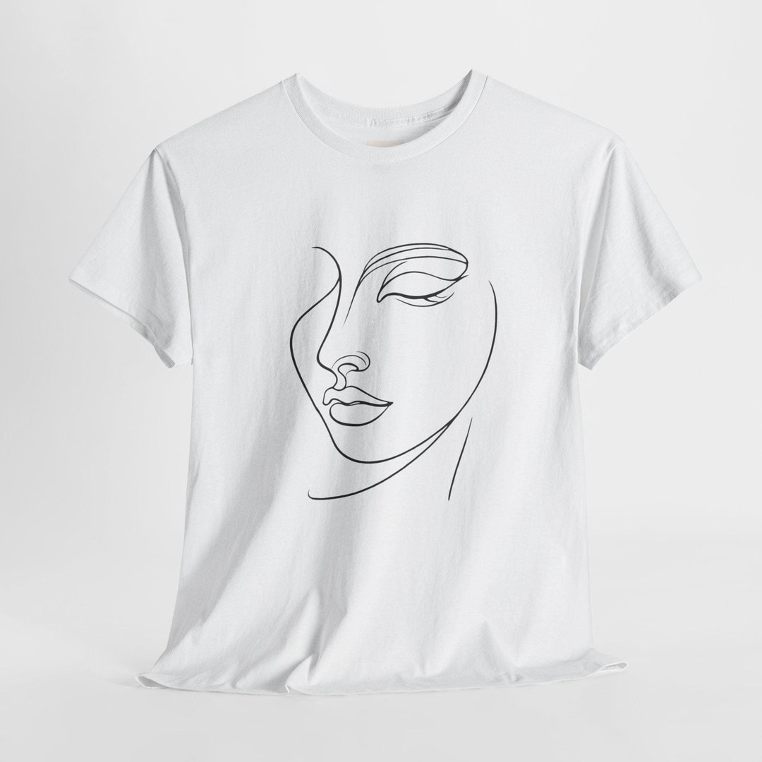 Single Line Art T-shirt - Minimalist Human Face Drawing - Sophisticated ...