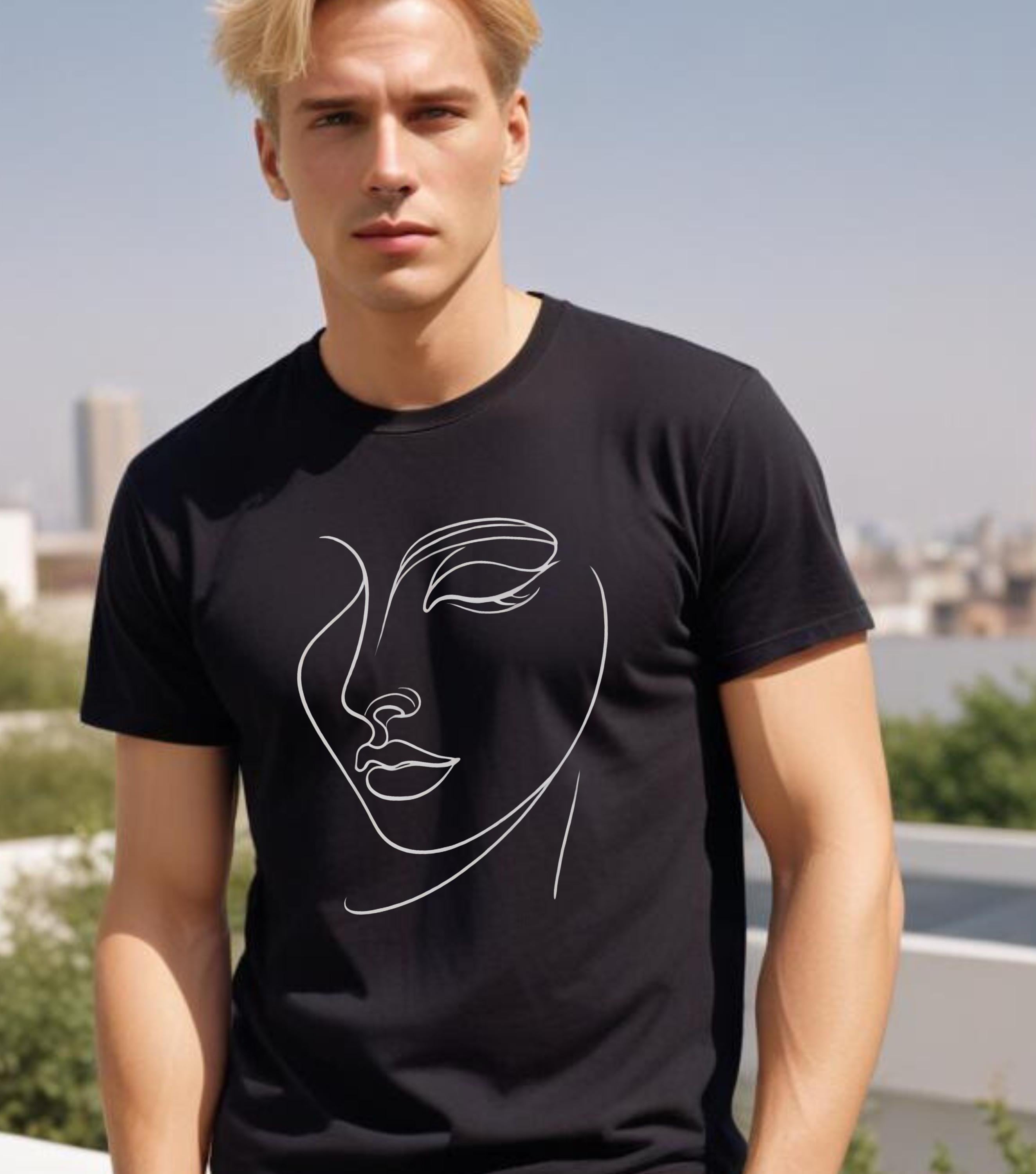 Single Line Art T-shirt - Minimalist Human Face Drawing - Sophisticated ...
