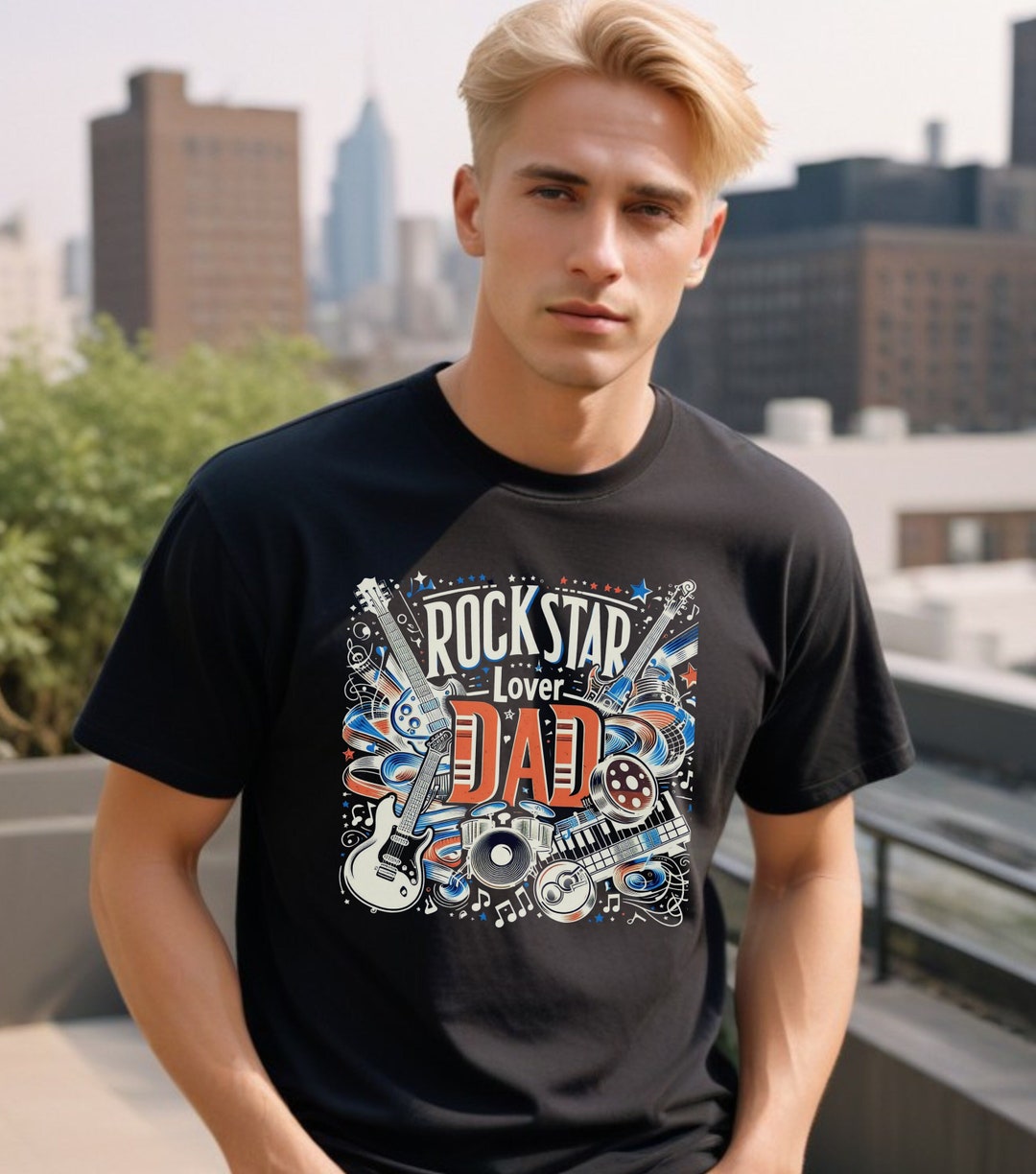 Cotton T-shirt "rockstar Lover Dad" Dad Legend of Rock - Etsy