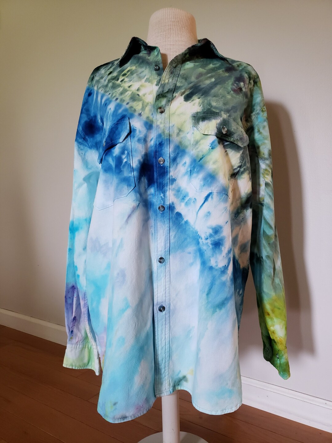 Upcycled Denim Shirt Revived to Stunning Ice Tie Dyed Statement Piece ...
