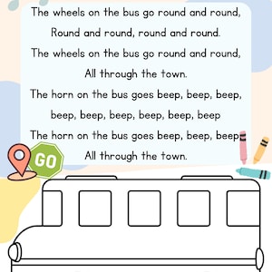 Nursery Rhymes Coloring Pages - the Wheels on the Bus, Printable ...