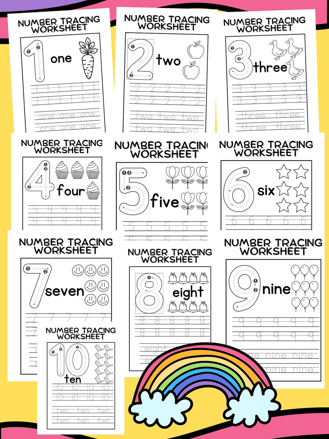 Number Tracing Worksheets (from 1-10), Downloadable Worksheets ...