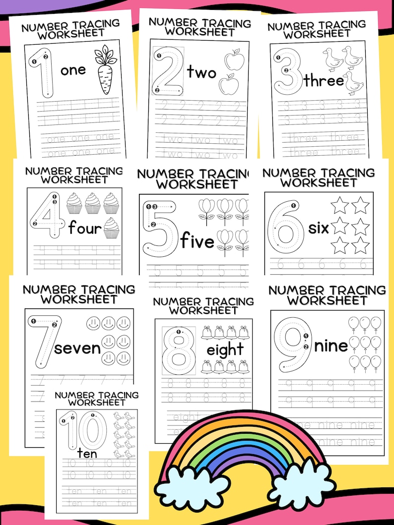 Number Tracing Worksheets (from 1-10), Downloadable Worksheets ...
