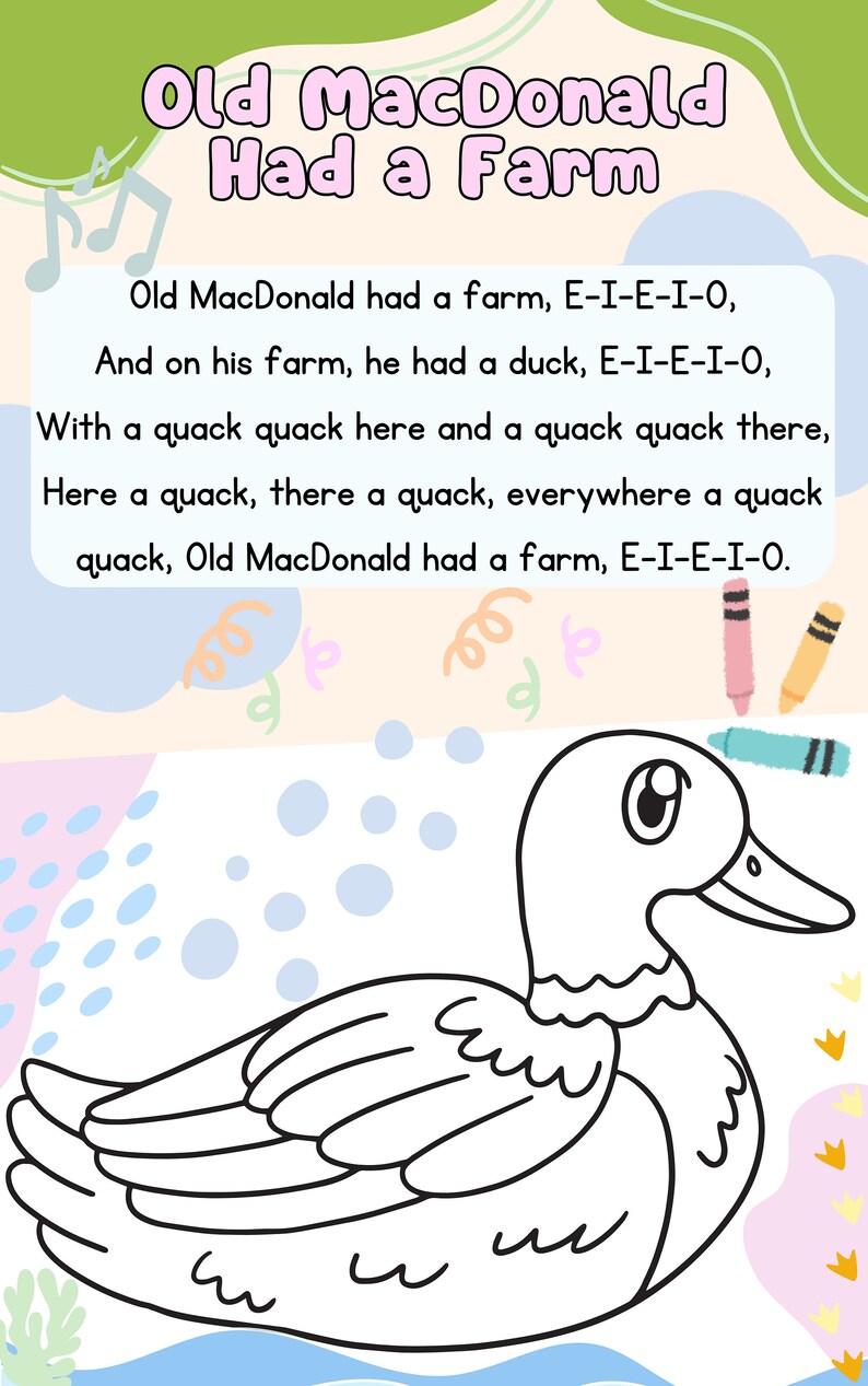 Nursery Rhymes Coloring Pages - Old Macdonald Had a Farm, Printable ...