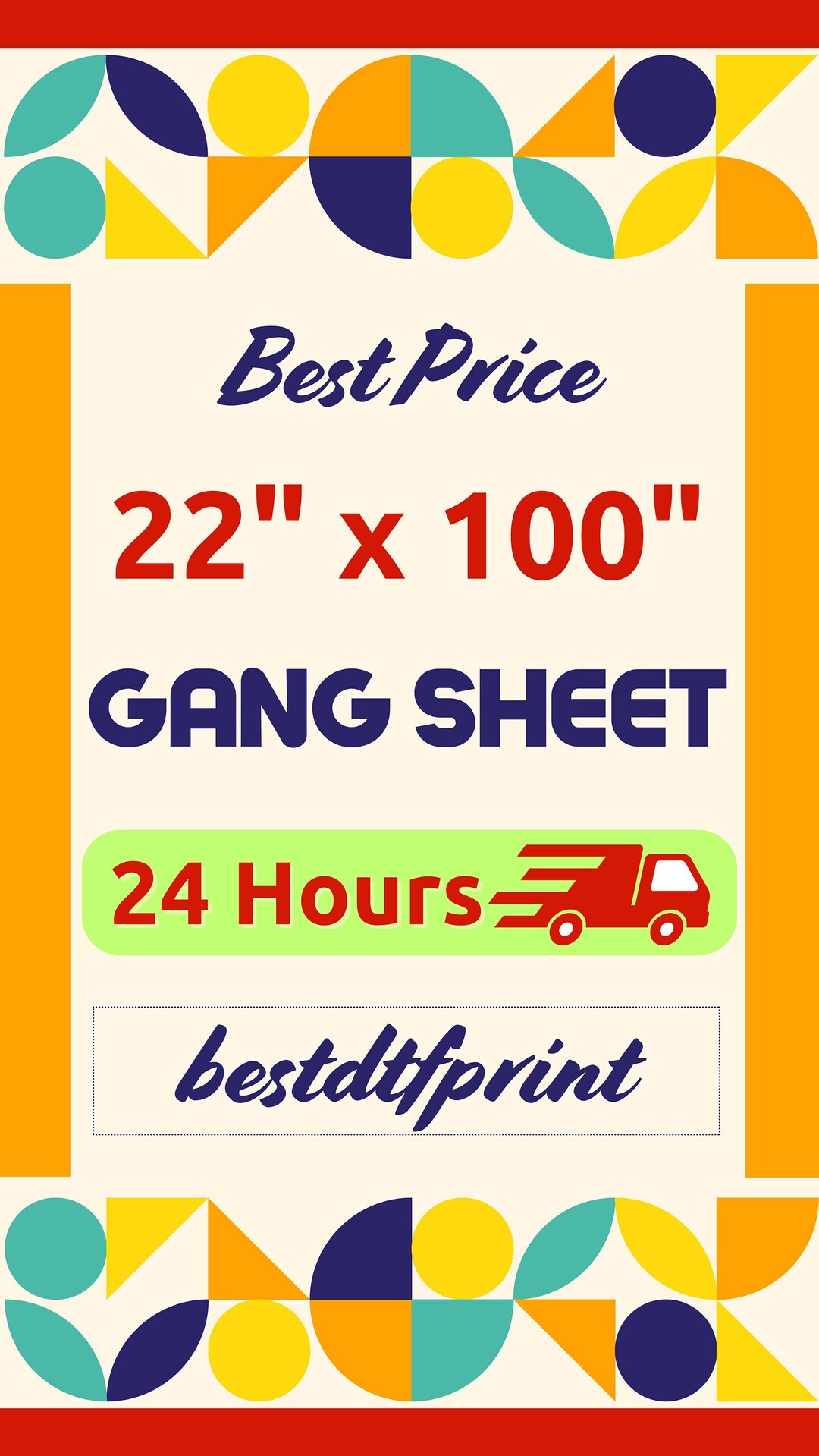 22" X 100" Custom DTF Print Gang Sheet: Full Color Heat Transfer - Etsy