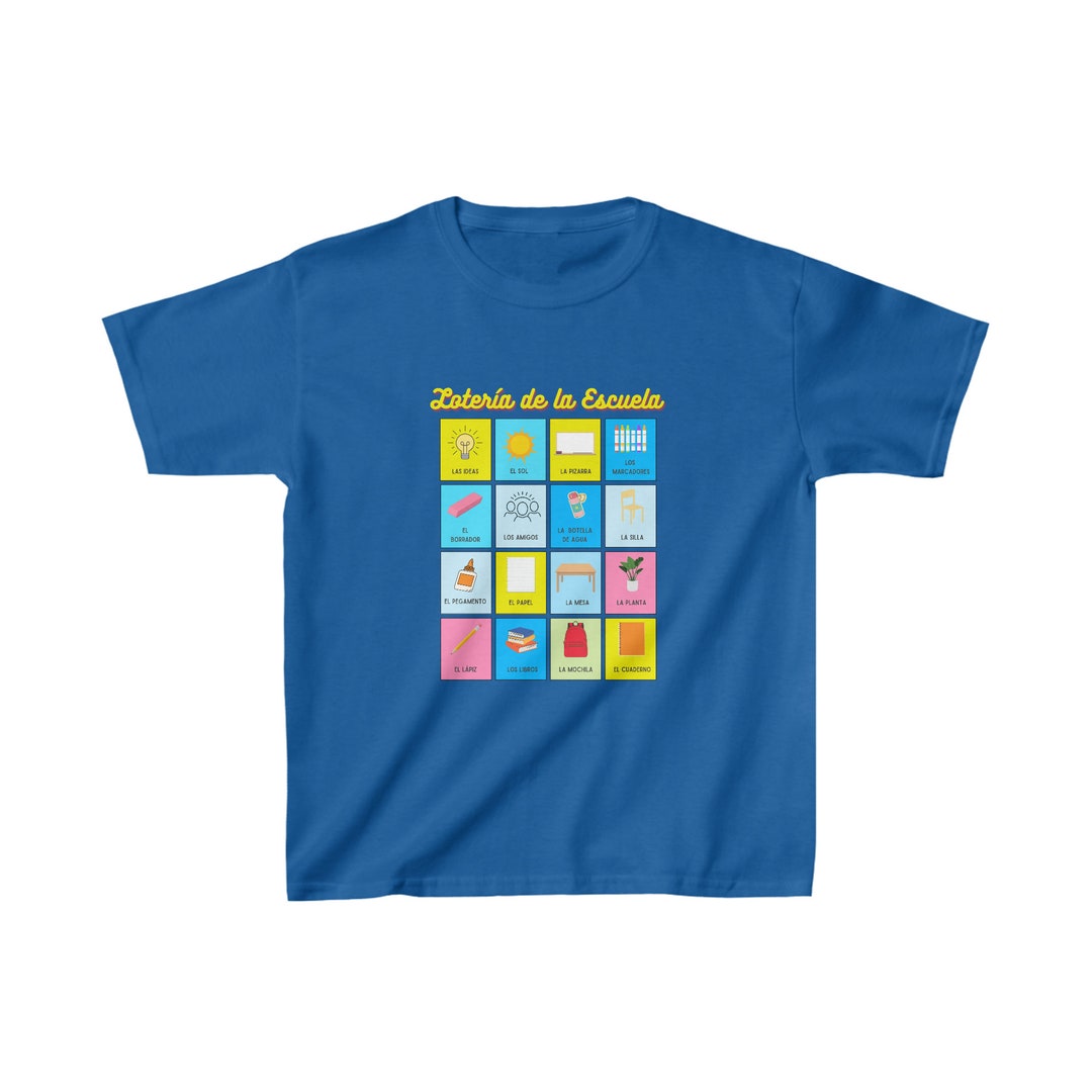 Kids "lotería De La Escuela" Spanish Bingo Heavy Cotton™ T-shirt Fun ...