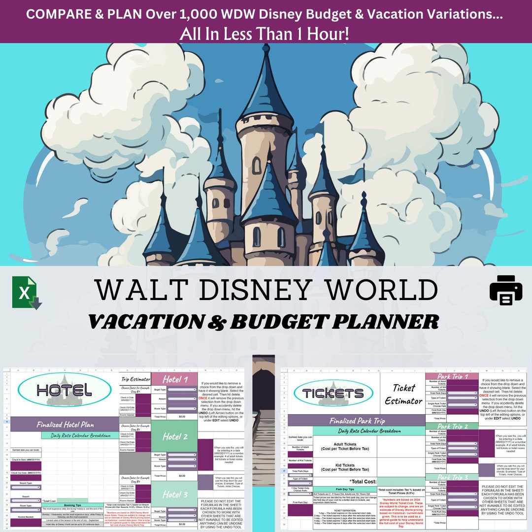 Digital WDW 2024 Automated Budget Planning Sheet Includes All WDW ...