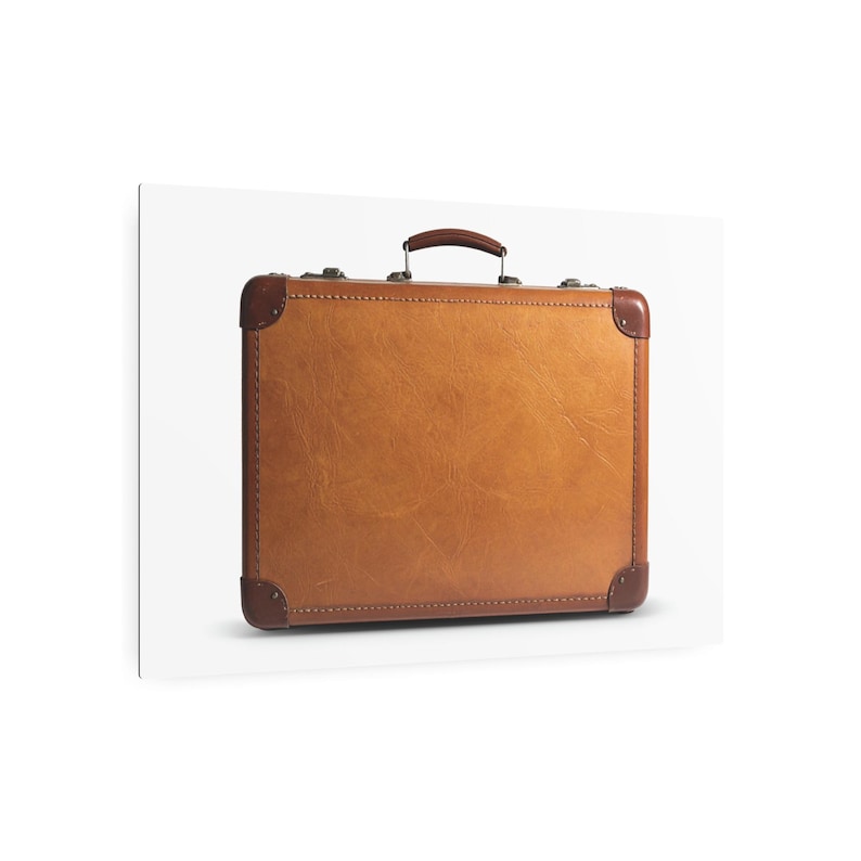 Vintage Brown Suitcase Metal Art Sign, Travel Sticker Display, Wall ...