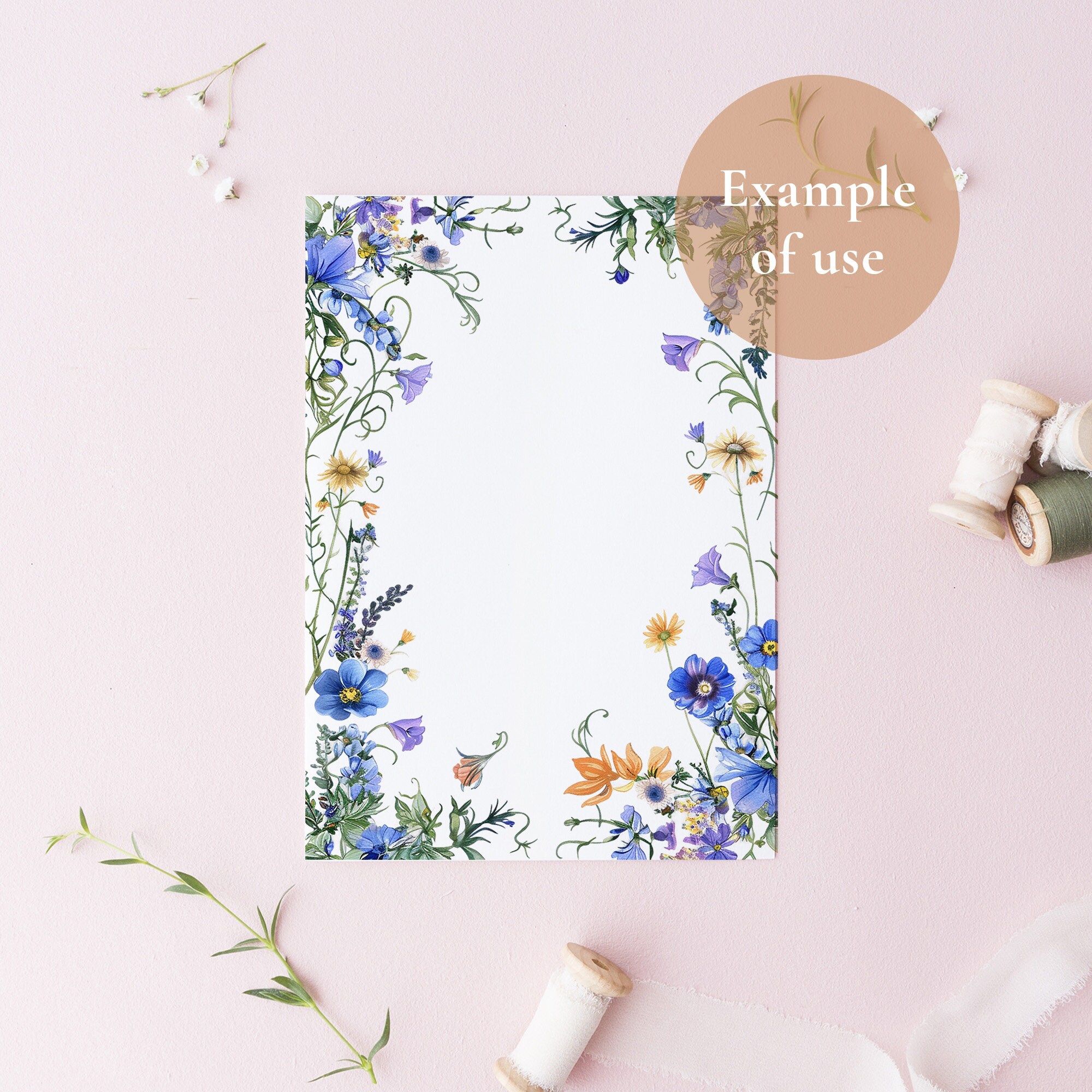Wild Flower Clipart Frames, 5x7 Frame, PNG Floral Frames Clipart ...