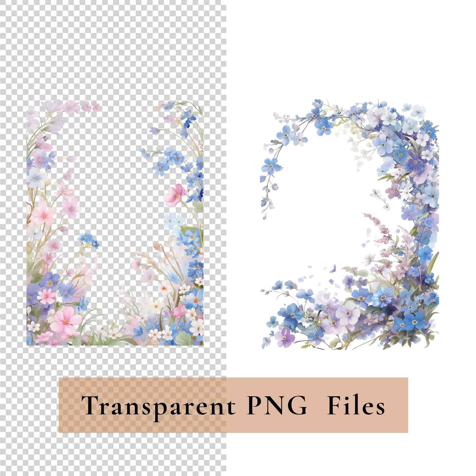 Forget Me Not Frame Png, Watercolor Forget Me Not Border, Floral Frames ...