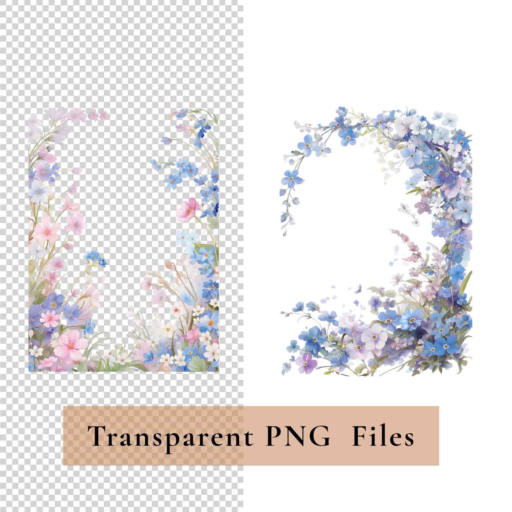 Forget Me Not Frame Png, Watercolor Forget Me Not Border, Floral Frames ...