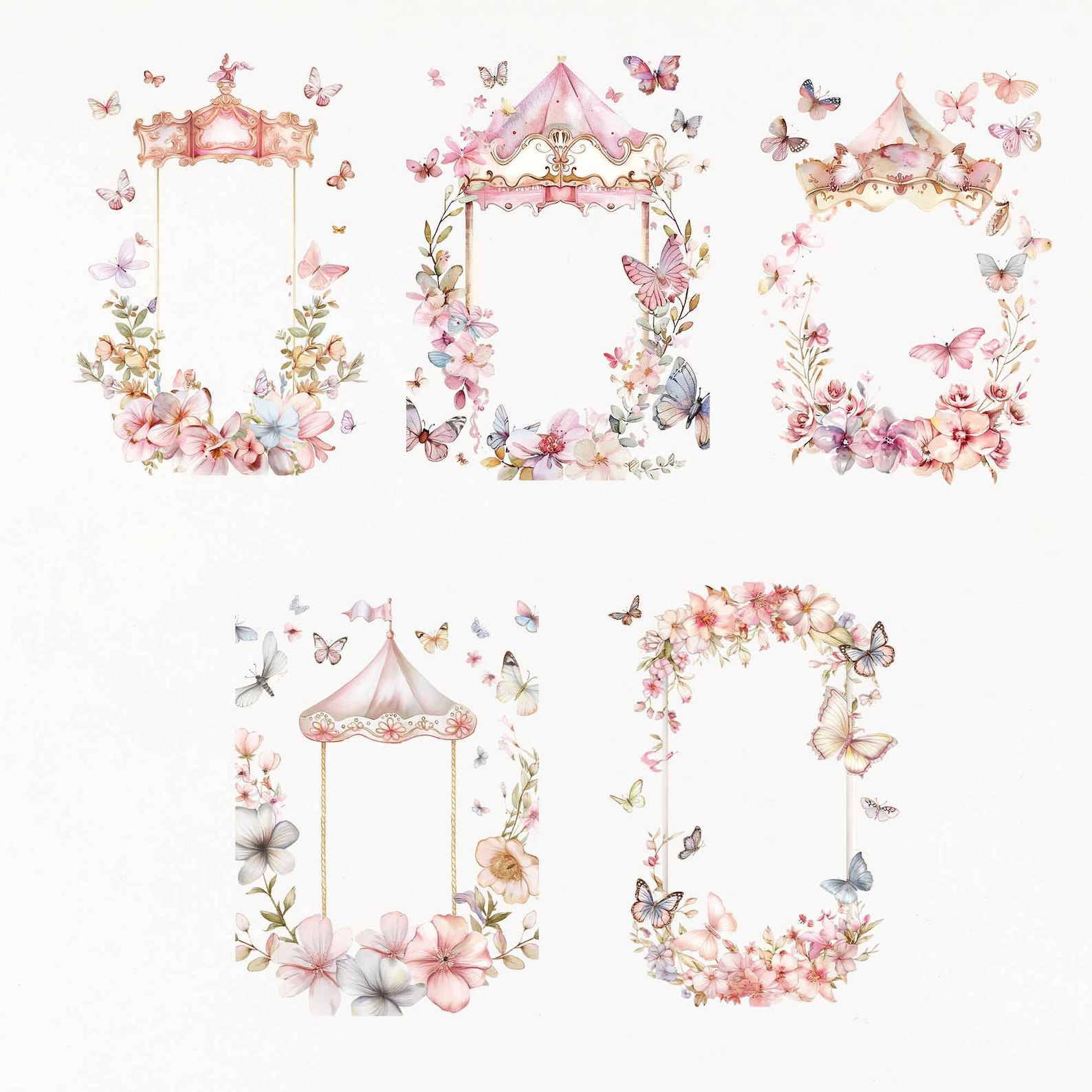 Watercolor Fairy Clipart, Princess Frames for Baby Shower, Floral Frame ...